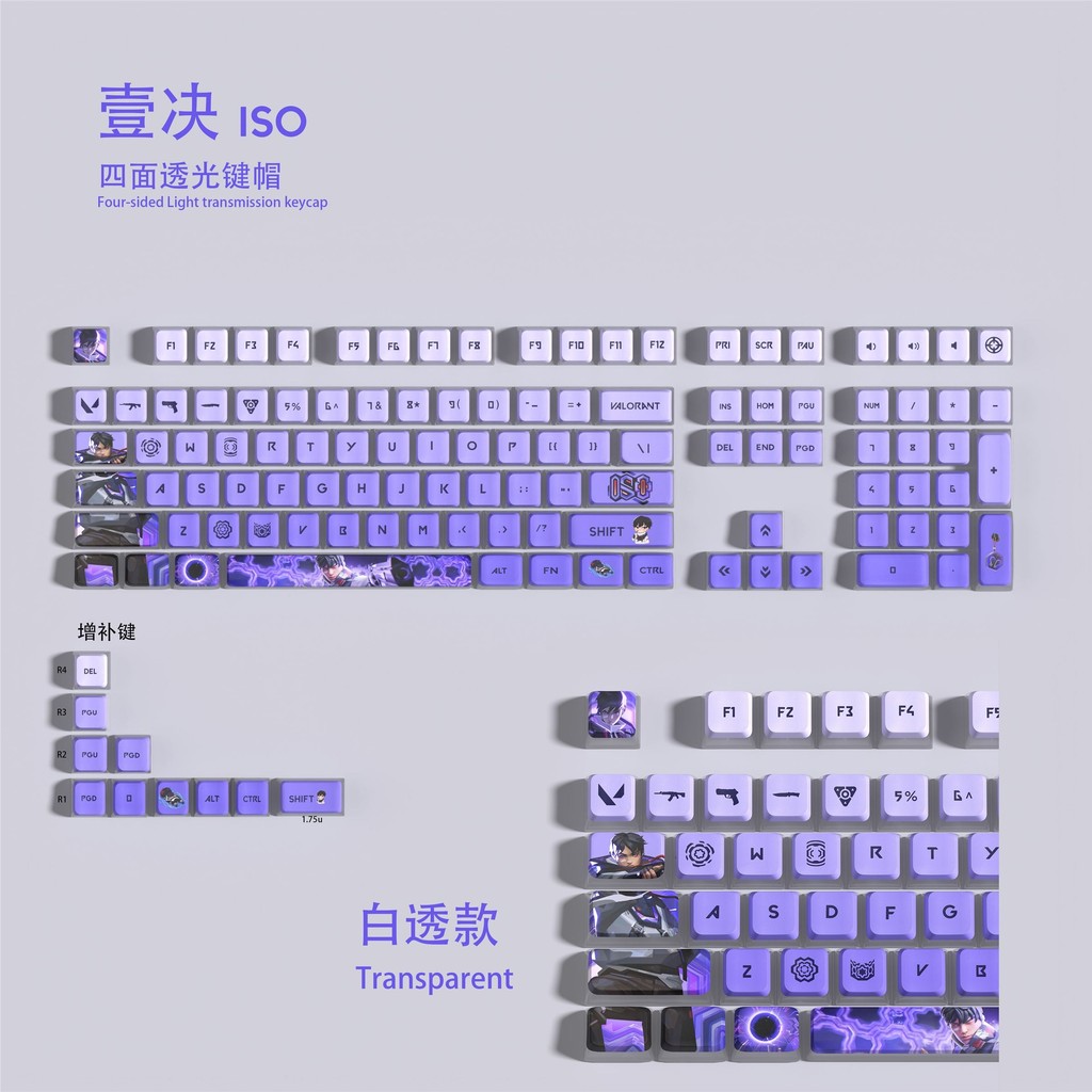 บุคลิกภาพธีม E-sports Keycaps Yiju Light โปร่งใส Keycaps Fearless สัญญา ...