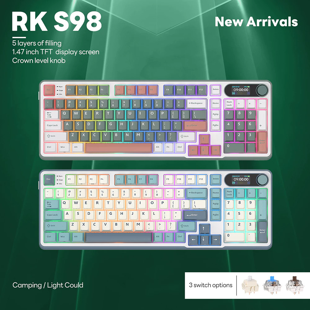 Rk RK Royal Kludge RK S98 Light Cloud 98 Key Tri-Mode RGB แบบมีสายบลูทูธ 2.4G ไร้สาย 3 โหมดพร้อม ...