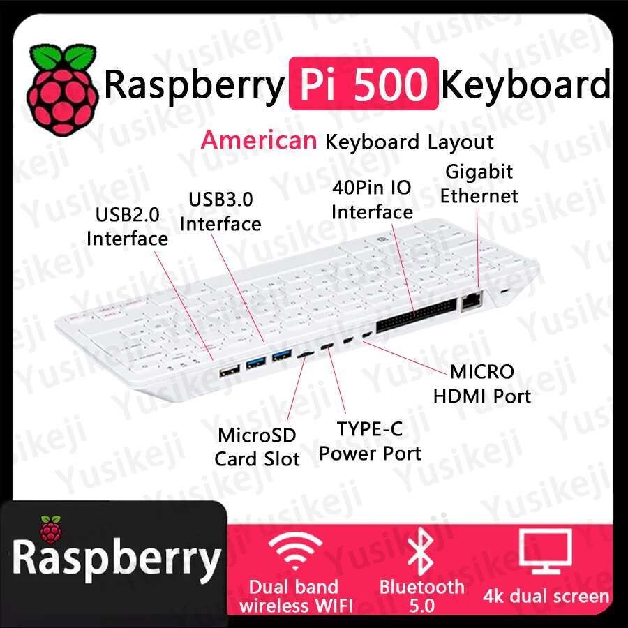 คีย์บอร์ด Raspberry Pi 500 , BCM2712, Bluetooth (kit:Pi500 คีย์บอร์ด + เมาส์ + สาย HDMI ...