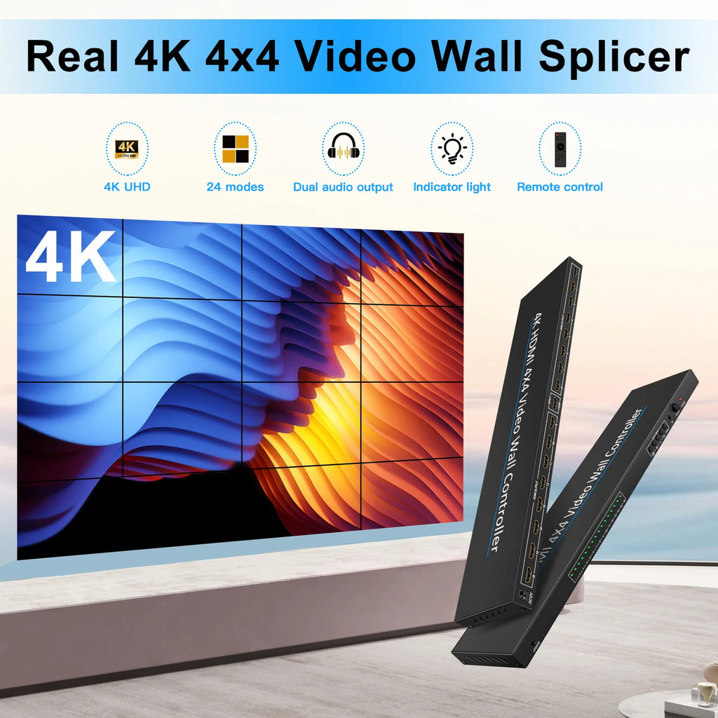 4k 4x4 Video Wall Controller 2x2 2x3 2x4 3x3 3x4 3x5 4x2 4x3 6x2 Multi ...