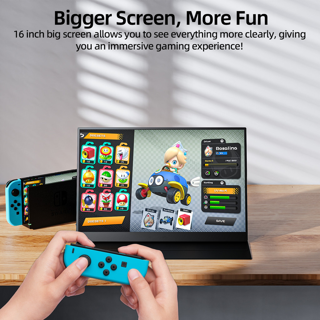 GOOJODOQ 16inch Portable Monitor 60hz 1080P 120% sRGB 500 Nits Magnetic ...