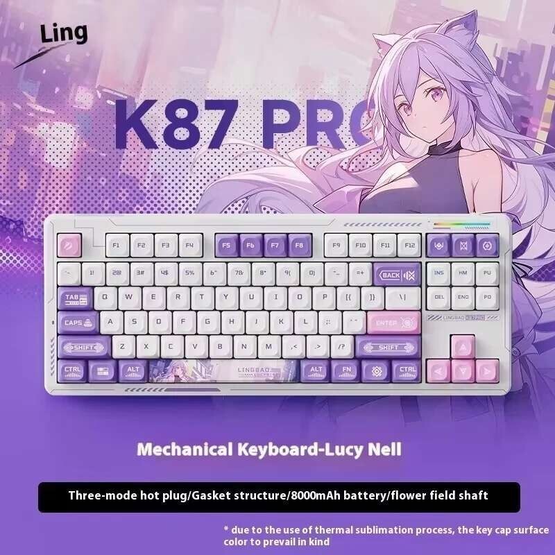 Lucile K87 Pro Mechanical สามโหมดไร้สายเกมที่กําหนดเองอะนิเมะสาวคีย์บอร์ด RGB Hot Swap ปะเก็น ...