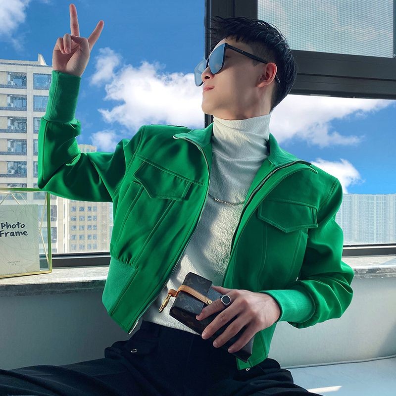 Ins Street Wear Ultra Short Coat Men Casual Ruffian หล่อแฟชั่นผู้ชาย ...