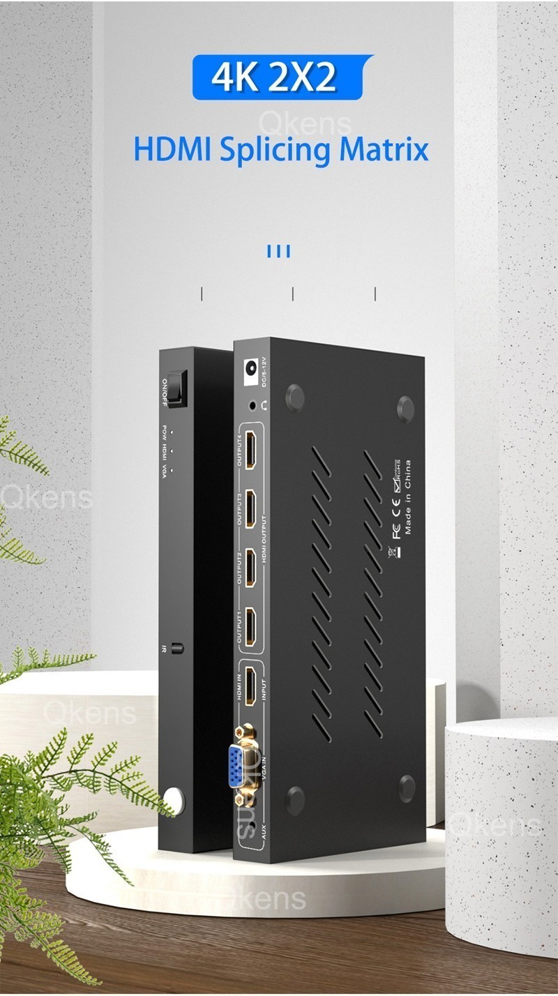 4k 2x2 HDMI Splicing Matrix Video Wall Controller 1080P HDMI VGA Multi ...