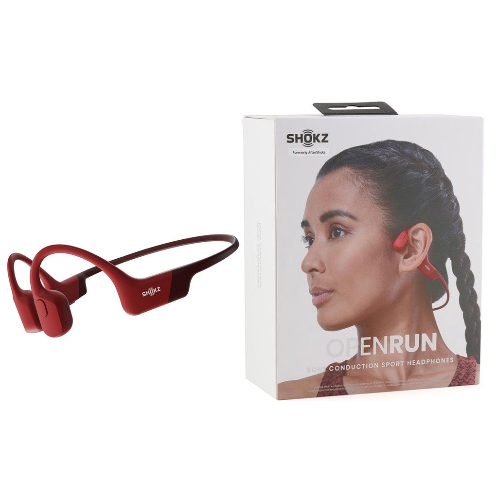 SHOKZ OpenRun Bluetooth Bone Conduction Open-Ear Sport Headphones (Red ...