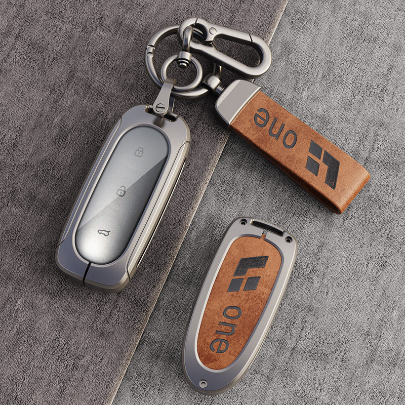หนังโลหะผสมกุญแจรถผู้ถือพวงกุญแจกระเป๋าสตางค์กล่องกระเป๋า Li Xiang 2022 Ideal L9 MAX L9 One ...
