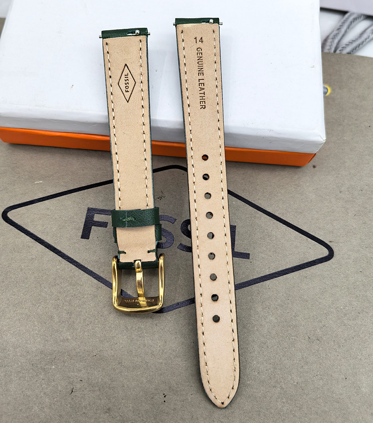 สำหรับสายหนัง FOSSIL - สายแบบปลดเร็วผู้หญิงสีเขียว 14mm (หัวเข็มขัดสี ...