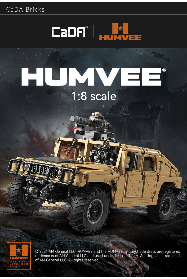 CaDA อิฐ Master 1:8 รีโมทคอนโทรล Hummer H1 ทหาร Off-road รถ C106036 ...
