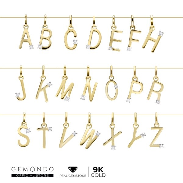 Gemondo จี้ทองคำแท้ 9K ตัวอักษร ประดับเพชร (DIAMOND) (ไม่รวมสร้อย) | Shopee Thailand