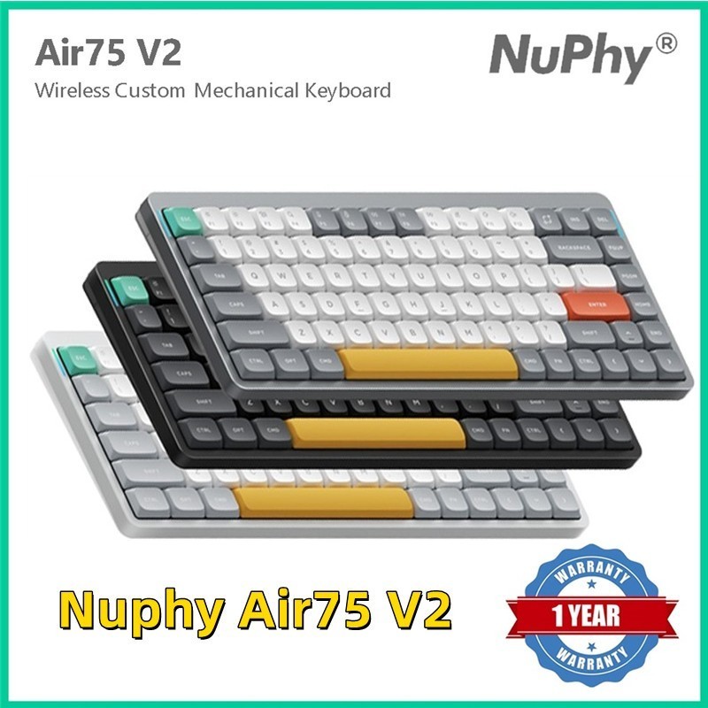 Nuphy Air75 V2 คีย์บอร์ดเกมมิ่งไร้สาย บลูทูธ 2.4G USB-C ไฟแบ็คไลท์ RGB พร้อม Mac Windows iPad ...