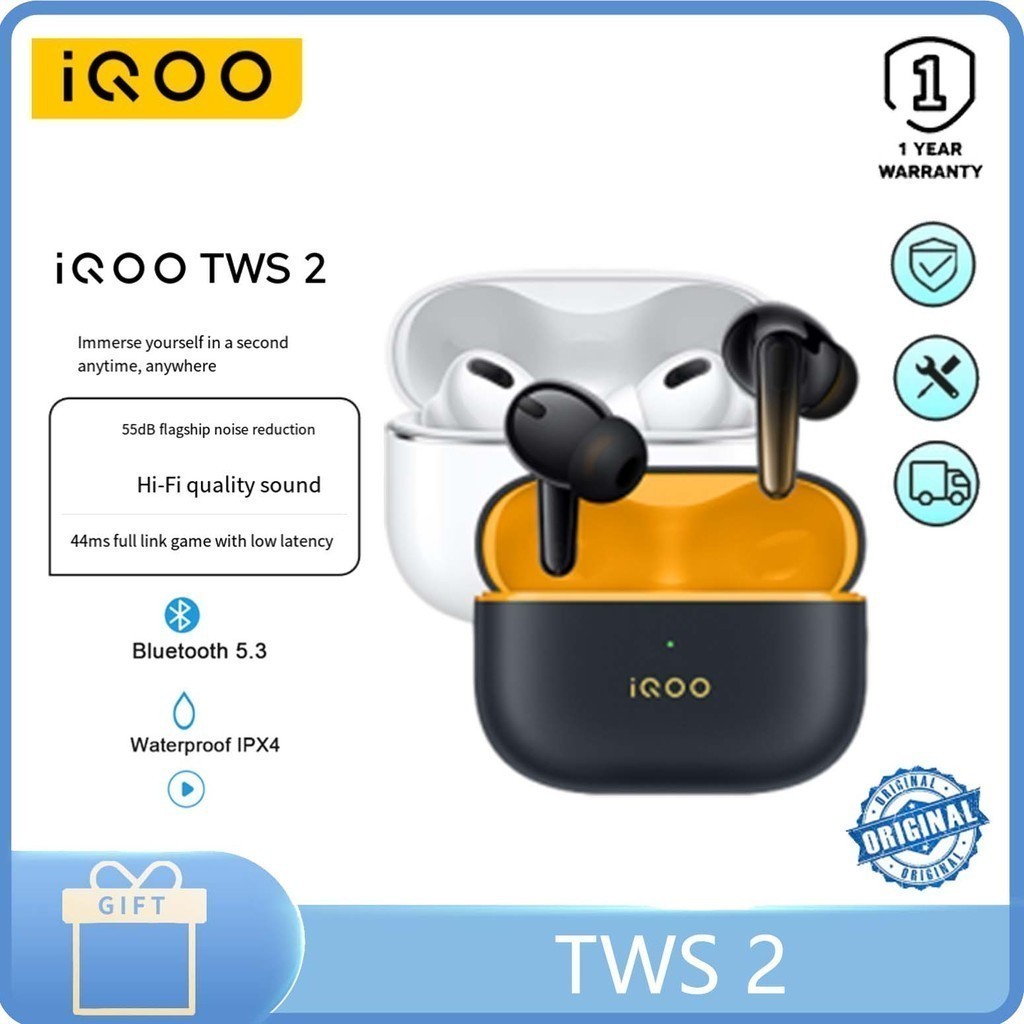 Vivo iQOO TWS2 หูฟังบลูทูธไร้สาย ลดเสียงรบกวน คุณภาพเสียงสูง เวลาแฝงต่ํา สําหรับเล่นเกม | Shopee ...
