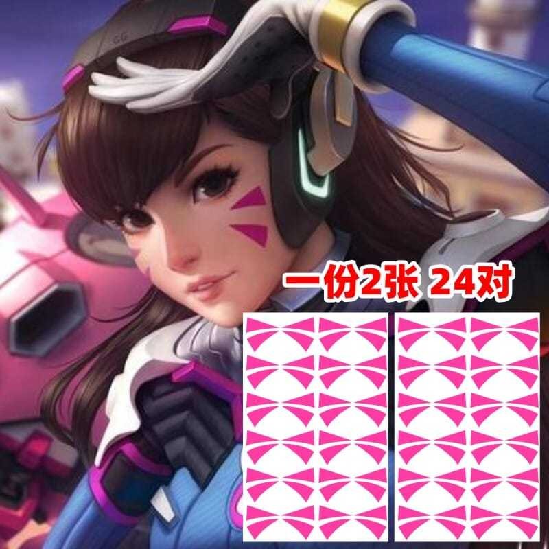 สติ๊กเกอร์รอยสัก Overwatch DVA Face Pattern Song Hana Face Stickers ...