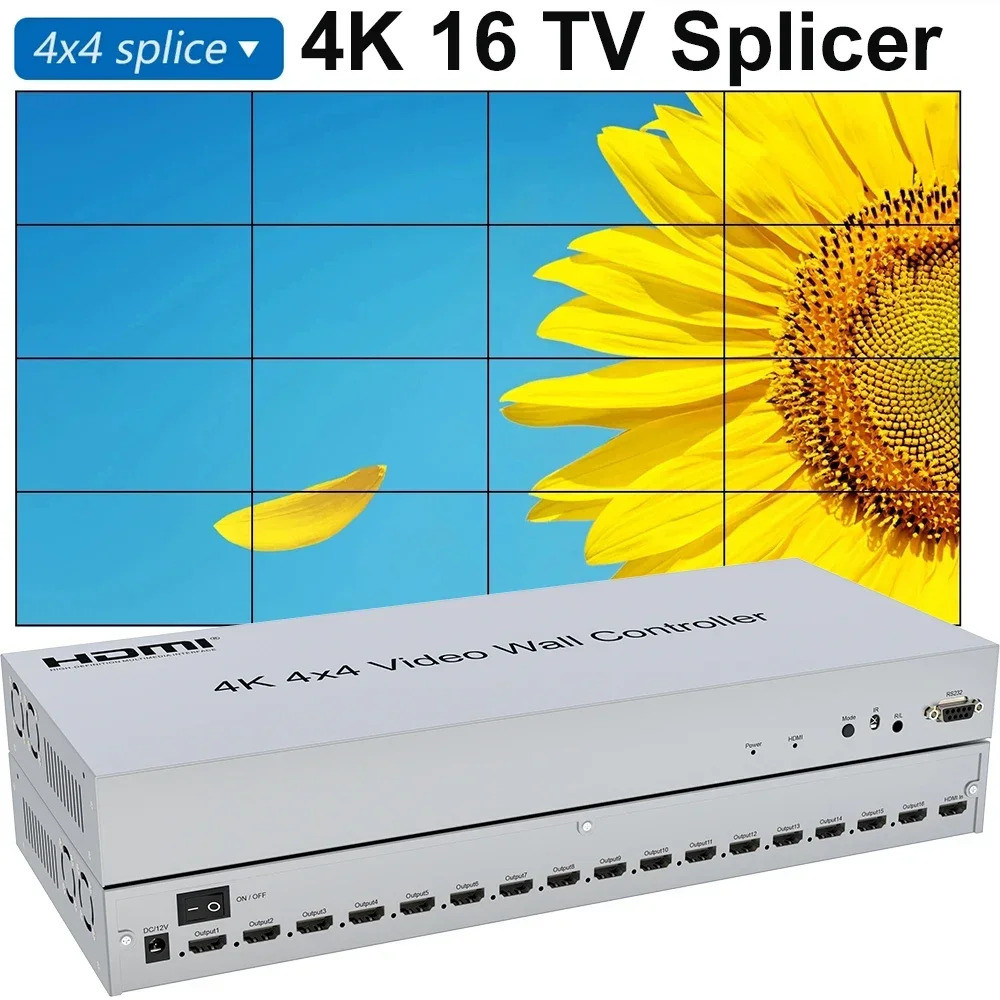 4k 4x4 HDMI Video Wall Controller 2x2 3x3 3x4 3x5 Multi Screen ...