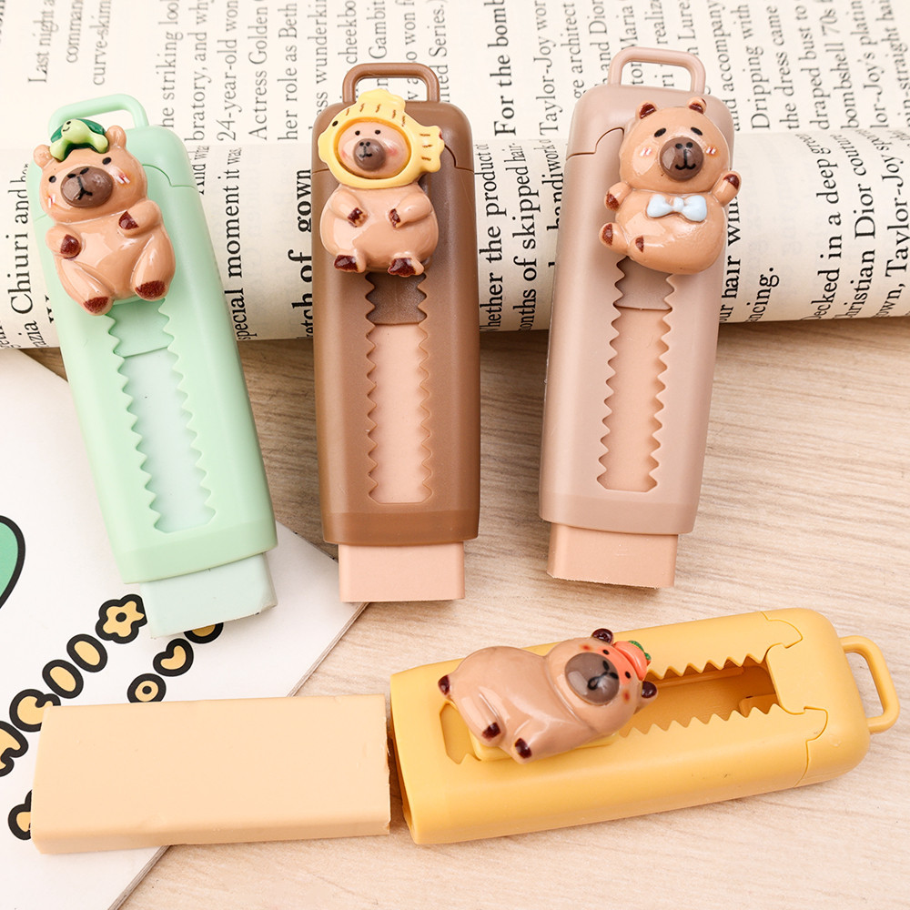 Creative Kawaii Capybara Push Pull Telescopic Eraser School Office อุปกรณ์เครื่องเขียนนักเรียน ...