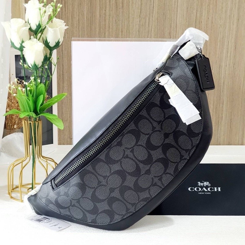 (สด-ผ่อน) คาดอก เทาดำลายซี F78777 78777 WARREN BELT BAG IN SIGNATURE ...