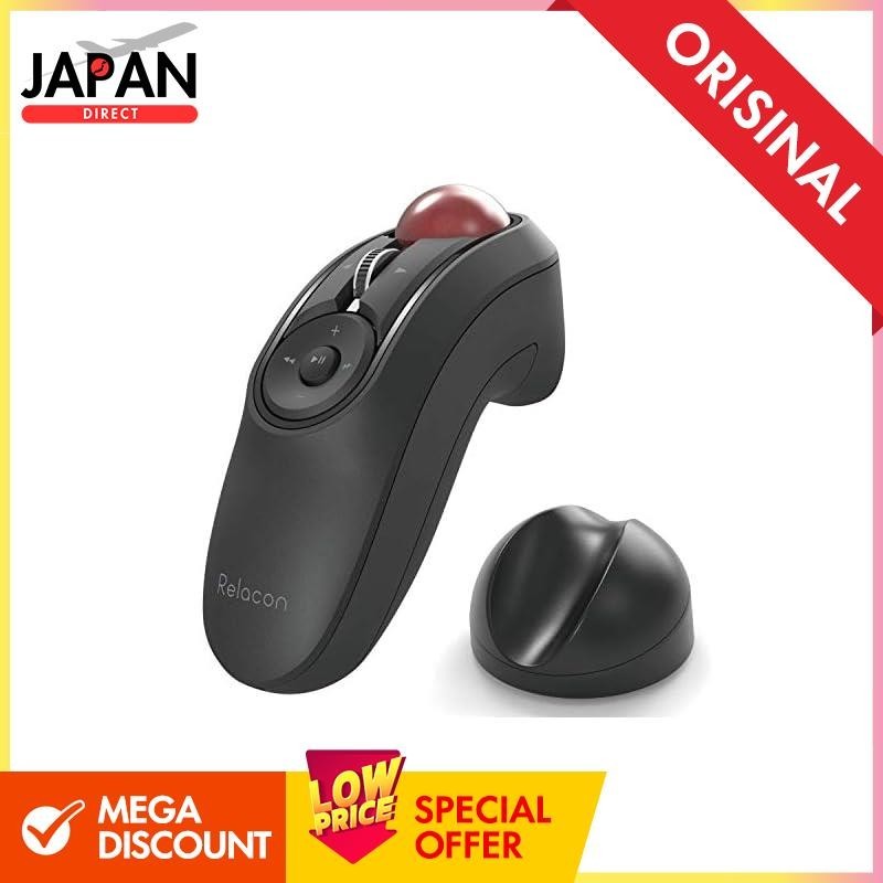 Elecom Trackball Mouse Handheld Relacon Media Control Button with Stand Quiet Bluetooth Black M ...