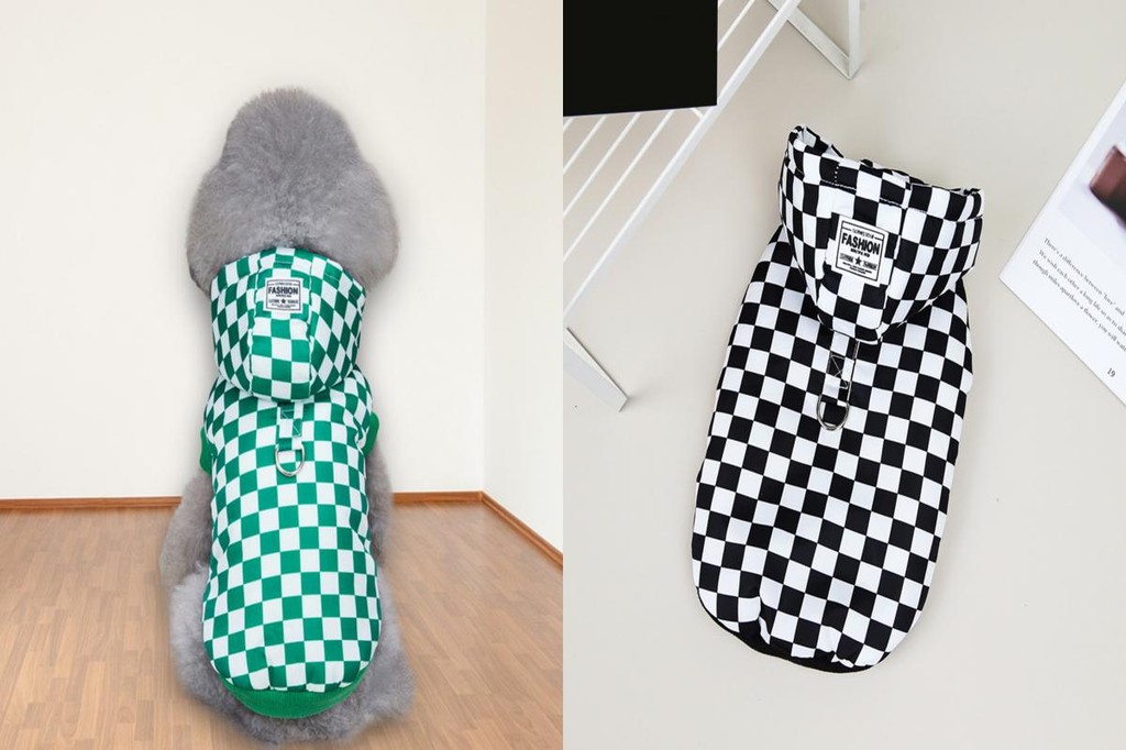[WMP] เสื้อสุนัขหนาสําหรับ Teddy Checkerboard Pattern Pet Coat พร้อม ...