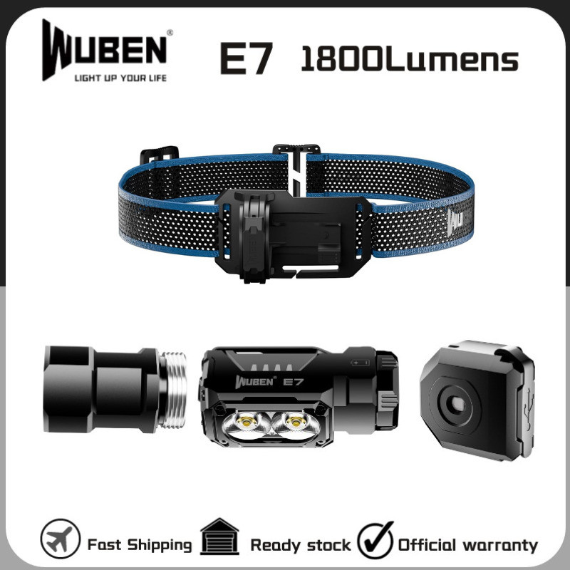 WUBEN E7 ไฟหน้าชาร์จไฟได้ 1800 ลูเมน พร้อมแบตเตอรี่ 26650 | Shopee Thailand