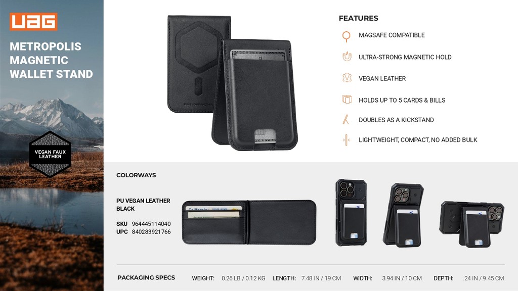 UAG Metropolis Magnetic Wallet Stand PU - สีดํา | Shopee Thailand