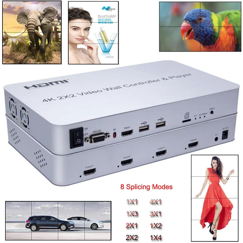 4k 2X2 HDMI Video Wall Controller Multi Screen Splicing โปรเซสเซอร์ทีวี ...
