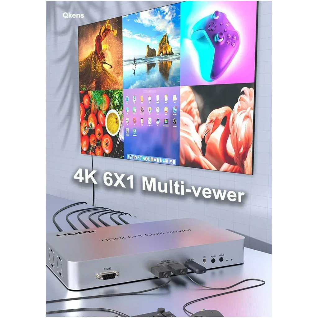 1080p 6x1 HDMI Multiviewer Multi Screen Divider 4x1 Quad Multi-viewer ...