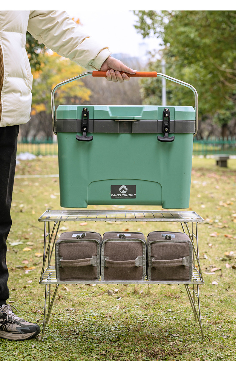CAMPINGMOON T-235A ใหม่สแตนเลสโต๊ะตาข่ายพับได้โต๊ะบาร์บีคิวน้ำหนักเบาชั้นวางอุปกรณ์ตั้งแคมป์ ...
