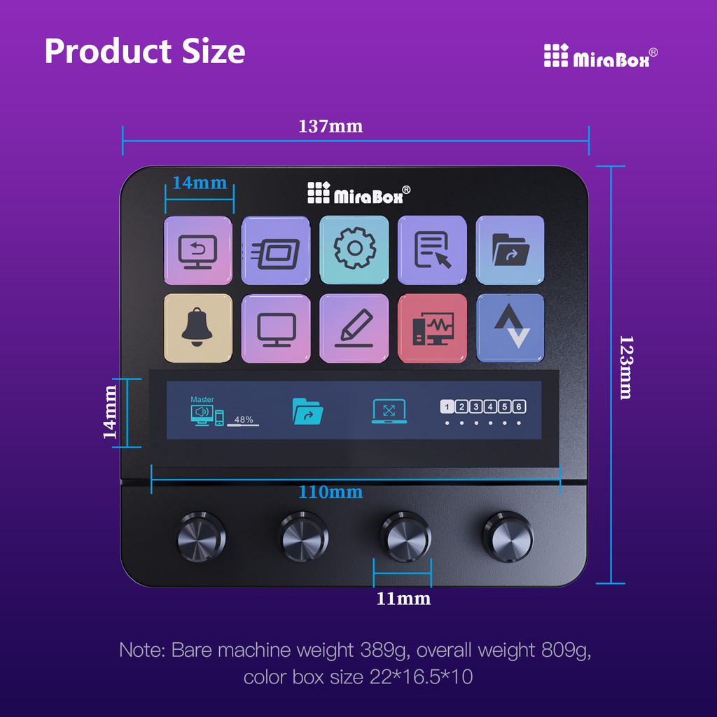 Mbox N4 Stream Deck พร้อมลูกบิด Mirabox StreamDeck ปุ่ม LCD เนื้อหาสด Creation Controller มินิ ...