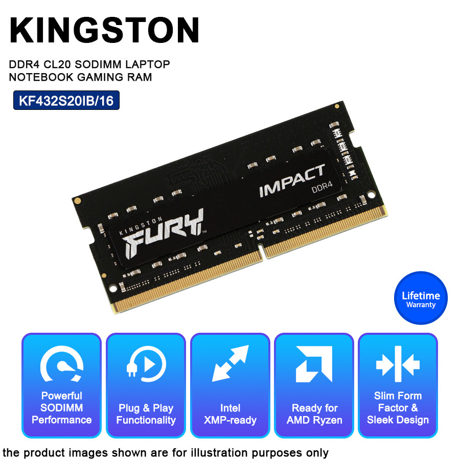 Kingston FURY IMPACT KF432S20IB/16 16GB 3200MHz DDR4 CL20 SODIMM แล็ปท็อปโน้ตบุ๊ค GAMING RAM ...