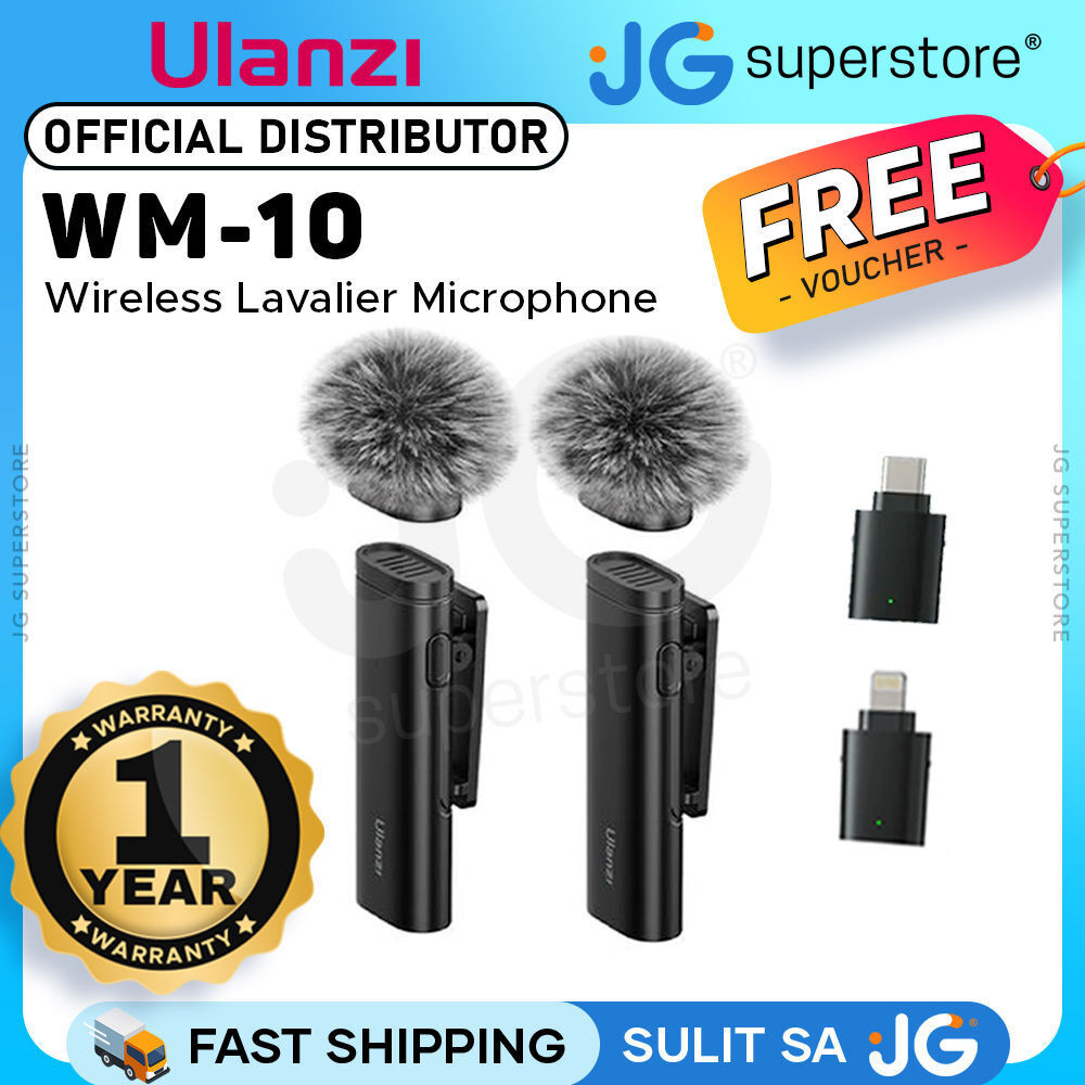 Ulanzi WM-10 Type C / Lightning Clip-On ไมโครโฟนไร้สายแบบหนีบเสื้อ (Plug & Play) พร้อมช่วง 32 ...
