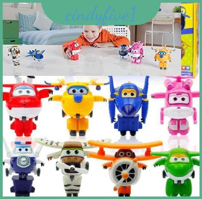 สะสม 8 ชิ้น Super Wings Mini Planes ของเล่นรวมทั้งตัวเลขหุ่นยนต์การ ...