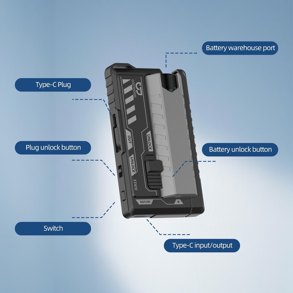 GOOJODOQ 10000mAh Power Bank Bullet Replacement Power Pack สองแบตเตอรี่ ...