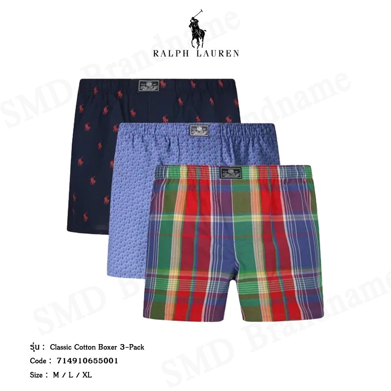 Polo Ralph Lauren กางเกงชั้นในผู้ชาย รุ่น Classic Cotton Boxer 3-Pack Code: 714910655001 ...