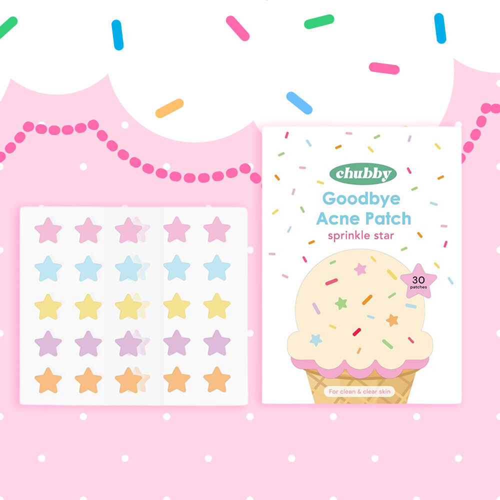 Chubby Goodbye Acne Patch 30Dots #Sprinkle Star แผ่นแปะซับสิวสูตรไฮโดรคอลลอยด์ ลาย Sprinkle Star ...