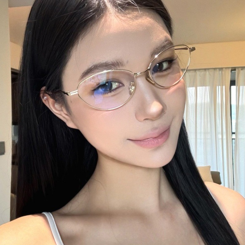 เกาหลีโลหะแมวตาย้อนยุคแว่นตาป้องกันสีฟ้าผู้หญิง | Shopee Thailand