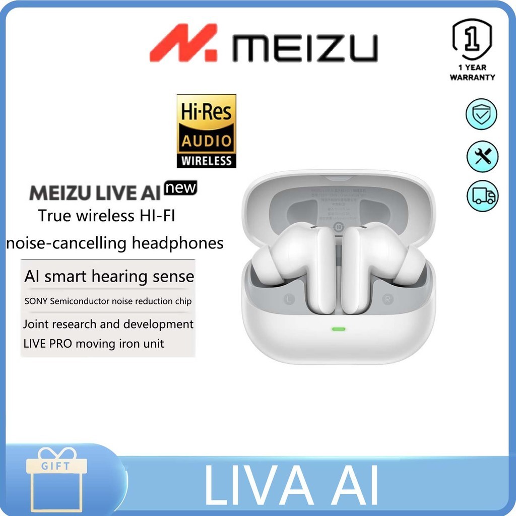 Meizu LIVE AI ชุดหูฟังตัดเสียงรบกวน Hi-Fi ไร้สาย True Bluetooth 5.4 45dB อัจฉริยะแบบไดนามิก ...