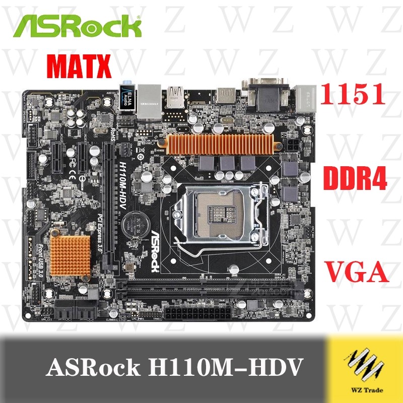 ในสต็อกสําหรับ ASRock H110M-HDV เดิมใช้เดสก์ท็อป 1151 เมนบอร์ด H110 ซ็อกเก็ต LGA1151 DDR3 SATA3 ...
