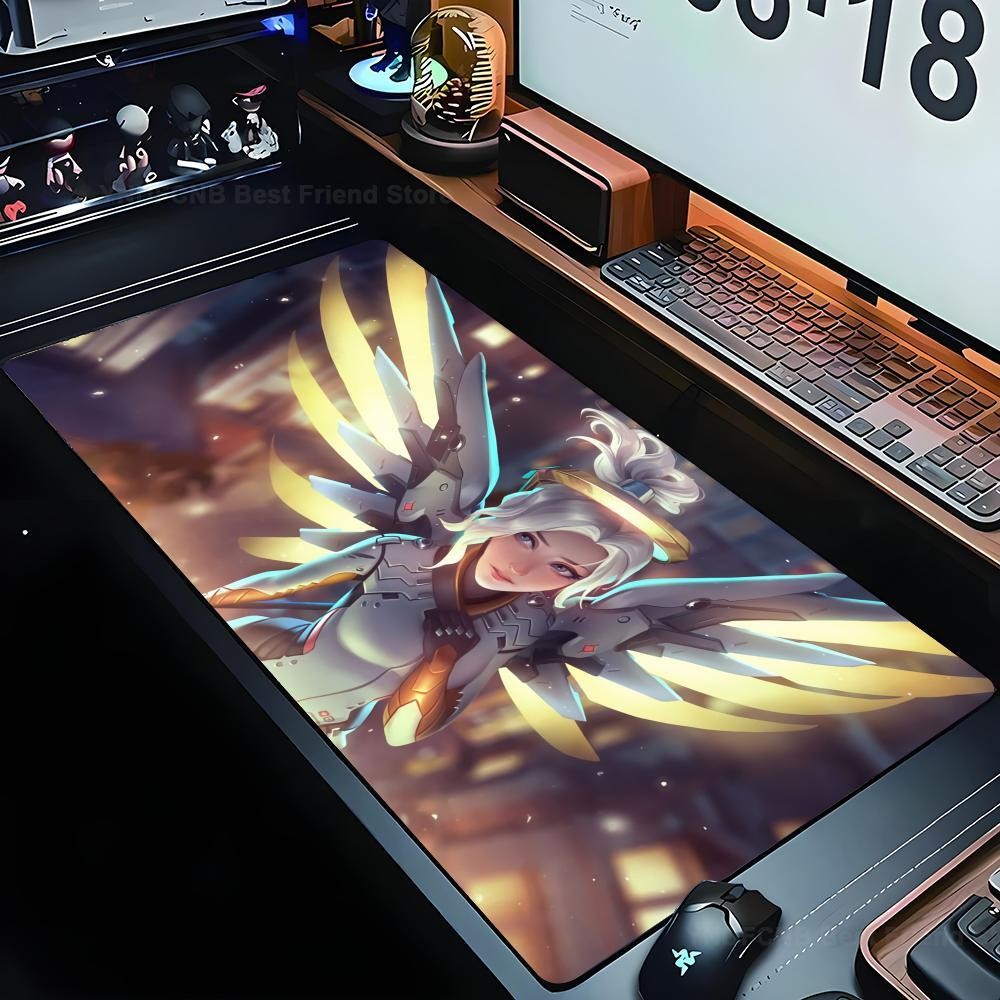 Hot Game O-Overwatch Anime Girl Mercy Mousepad แผ่นรองเมาส์สําหรับเล่น ...