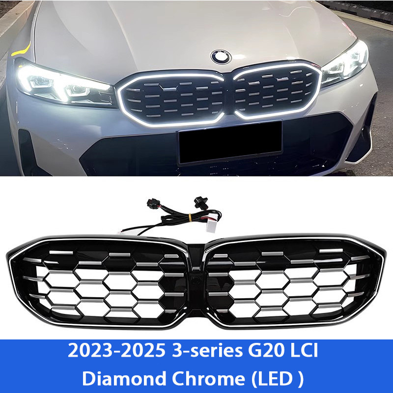 ใหม่ BMW G20 ไฟ LED รถ Gloss สีดํากันชนหน้า Grille Daylight Grille Lip ...