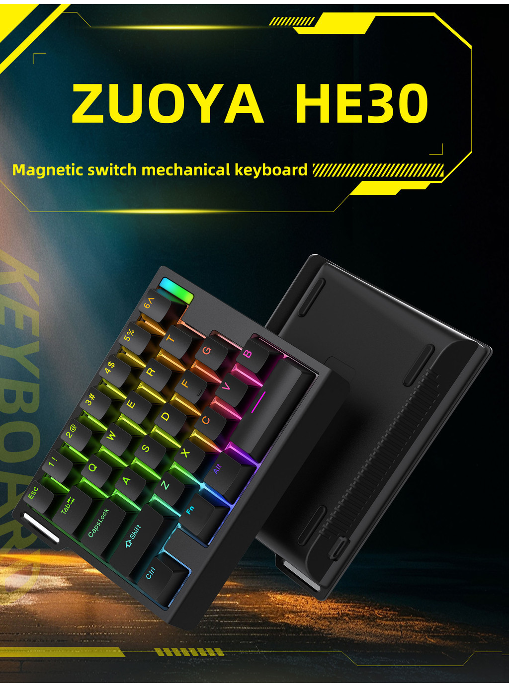 Zuoya HE30 Magnetic Switch Mechanical Keyboard One-handed RGB Backlight ...