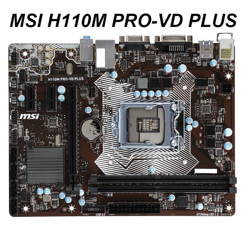 ในสต็อกสําหรับ MSI H110M PRO-VD PLUS LGA 1151 Intel H110 USB3.1 4xSATAIII 32GB DDR4 Micro ATX ...