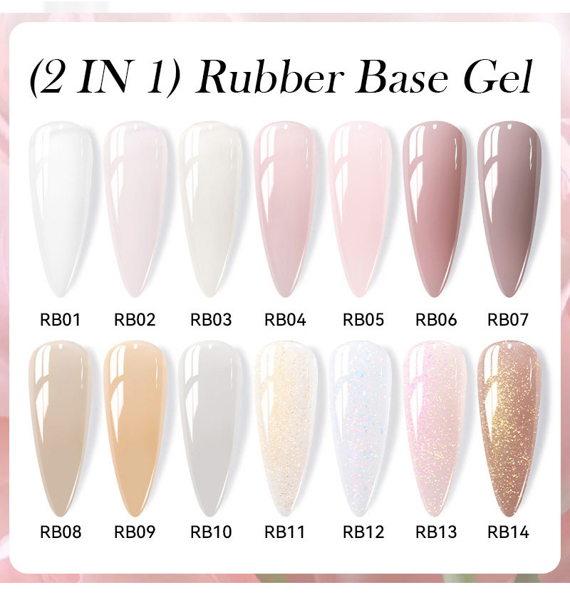 2-in-1 Milky White Rubber Base Gel Nail Polish Camouflage Color Construct Hard Rubber Base Gel ...