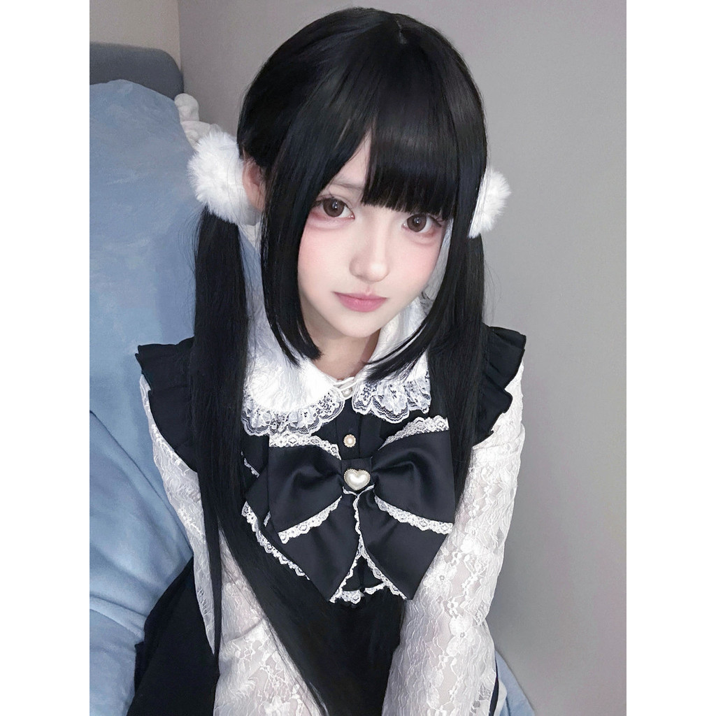 วิกผมหางม้าคู่ Landmine Princess ตัดผมหน้าม้าหนาสีดําสีน้ําตาลพร้อมตะเข็บผม [yuki Snow] | Shopee ...