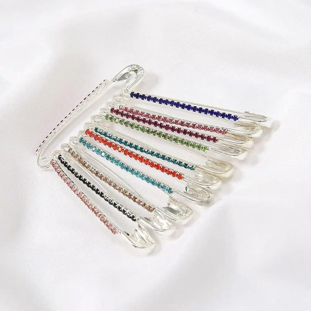 10 ชิ้นเข็มกลัดเสื้อผ้า Rhinestone Safety Pins Anti-exposure ปุ่ม ...