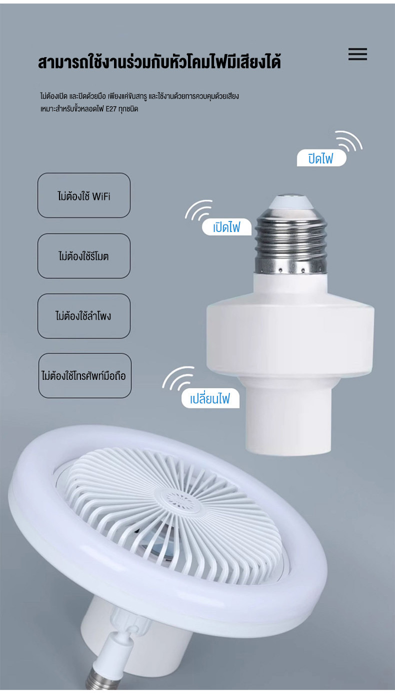 Simpora ใหม่ พัดลมติดเพดาน พร้อมหลอดไฟ โคมไฟพัดลม E27 30W Led | Shopee ...