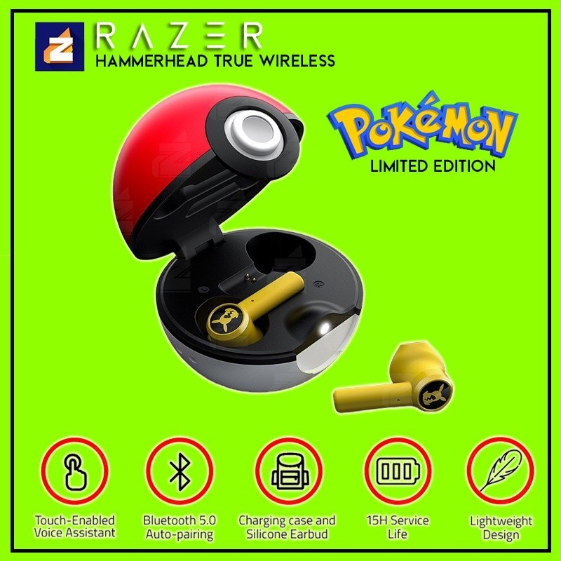 ในสต็อก Razer Hammerhead Tws Pokemon Pikachu Pokeball หูฟังบลูทูธไร้สาย ...