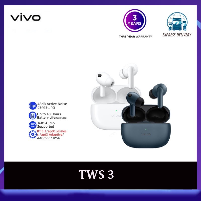 Vivo TWS 3 48dB ชุดหูฟังบลูทูธไร้สาย ตัดเสียงรบกวน | Shopee Thailand