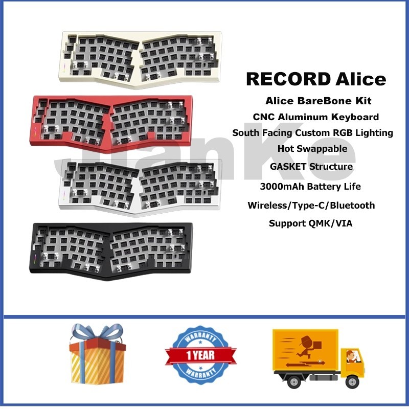 Weikav RECORD ALICE Wireless Aluminium BareBone Kit 65% GASKET RGB Hot ...