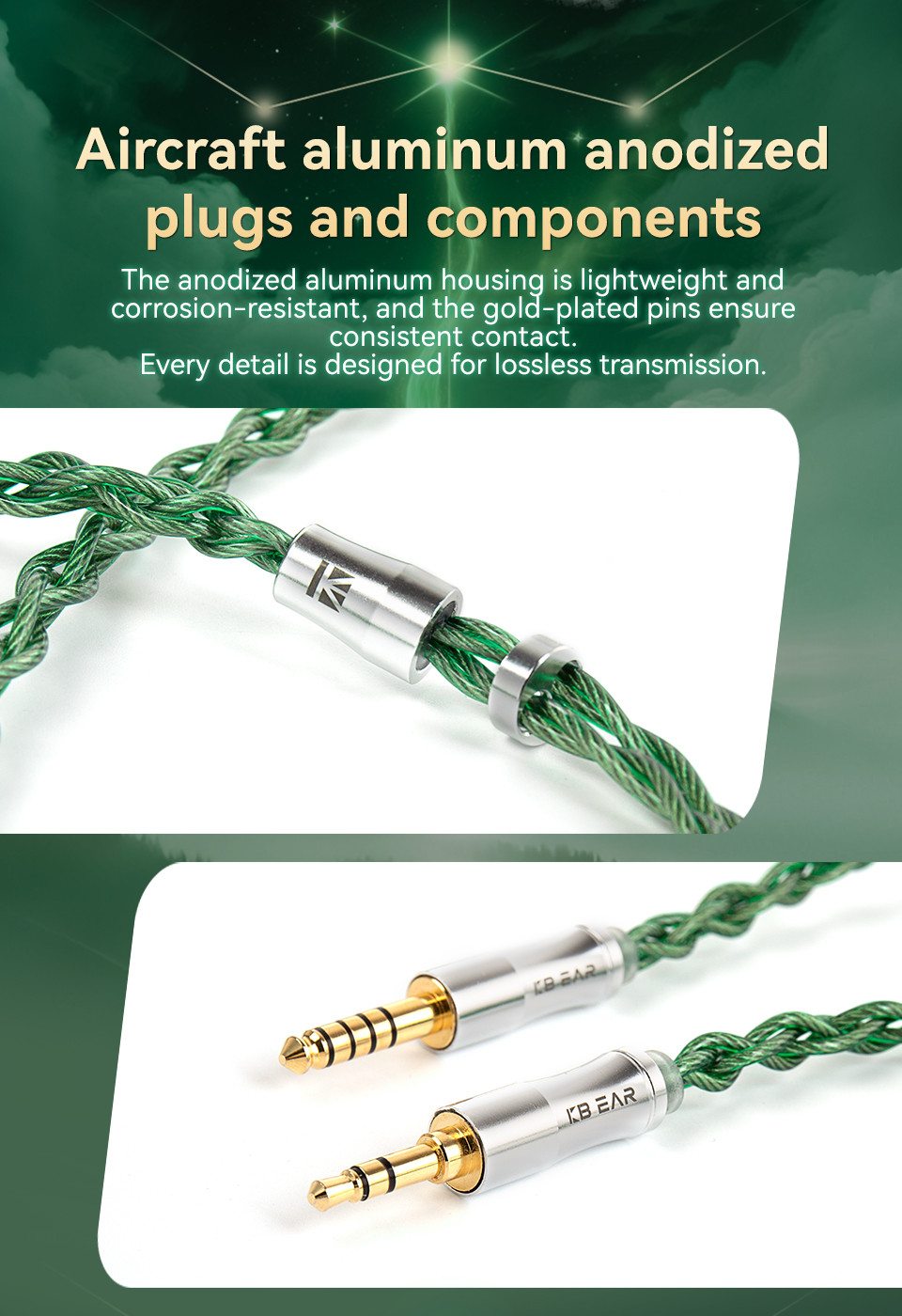 KBEAR Aegis Wire MH04 4 cores สายอัพเกรดหูฟัง AFC ความบริสุทธิ์สูงชุบ ...