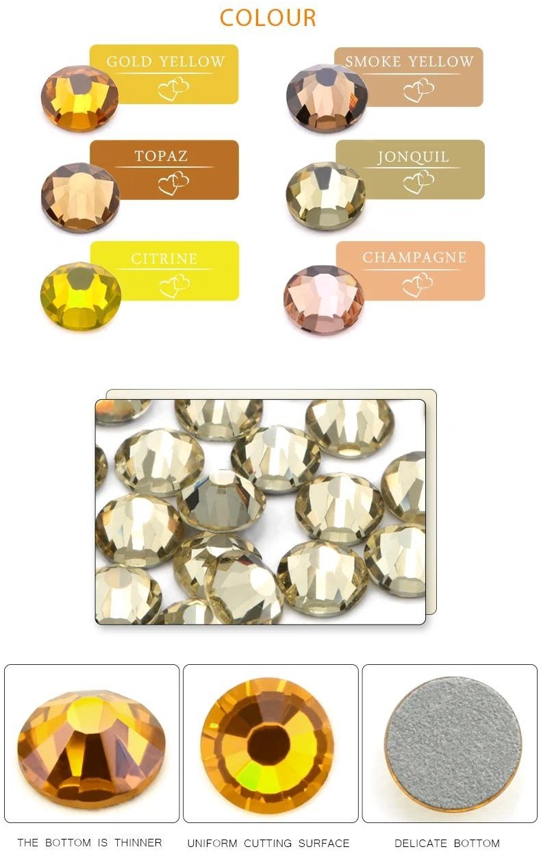 Ss4-ss34 Topaz สี Rhinestone แบนกลับ Non Hotfix กาวเล็บชุดแต่งงาน DIY ...