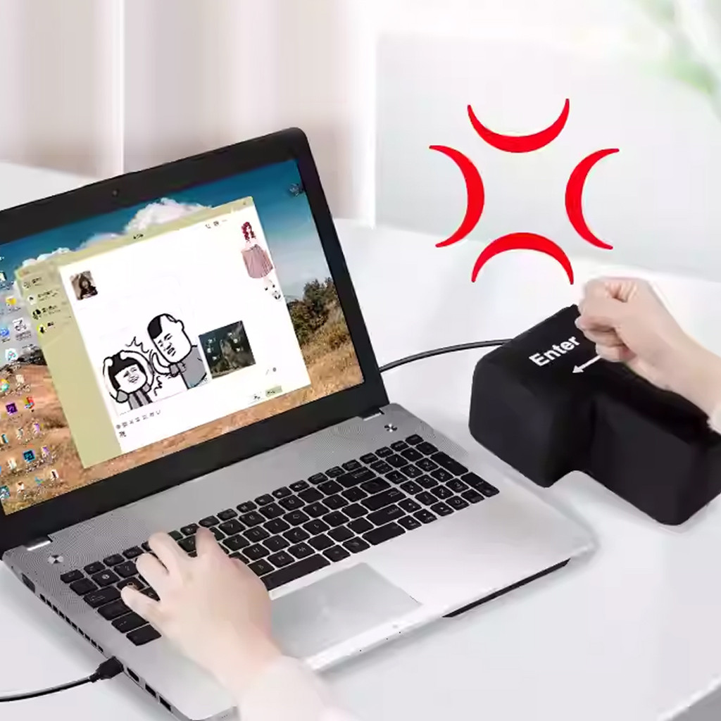 ของขวัญชาวออฟฟิศ ปุ่ม Enter ใหญ่ สำหรับต่อคอม โน็ตบุ๊ค ระบายความเครียด USB Big Enter Key ...